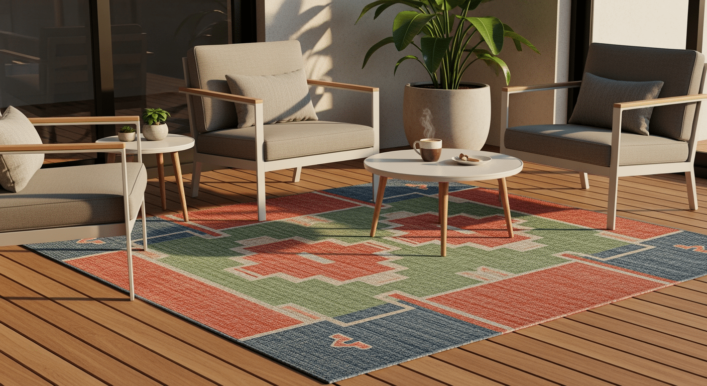 Tapis extérieur coloré : égayer votre terrasse